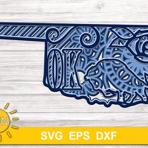 Layered 3D Mandala Oklahoma State SVG 5 Layers 3D Layered DXF Laser Cut ...