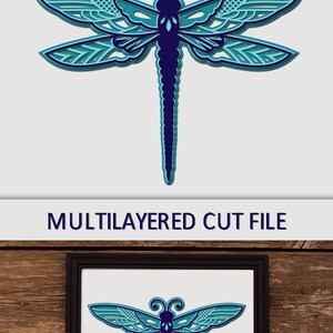 3D Layered Mandala Dragonfly SVG 3 Layers Cut File 3D Layered DXF Laser ...