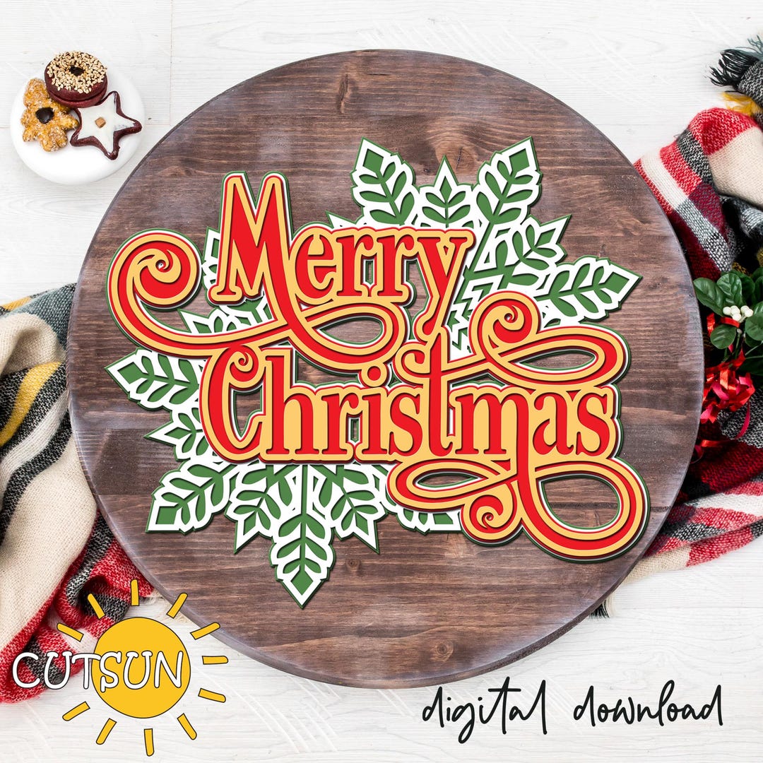 Merry Christmas SVG | Layered Paper Cut Design | Christmas Decor Laser ...
