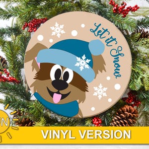 Dog Winter Door Hanger SVG | Let It Snow Dog Welcome Sign | Laser Cut ...