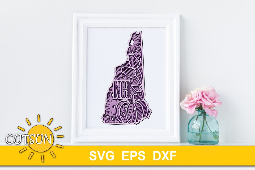 Layered 3D Mandala New Hampshire State SVG 5 Layers 3D Layered DXF ...