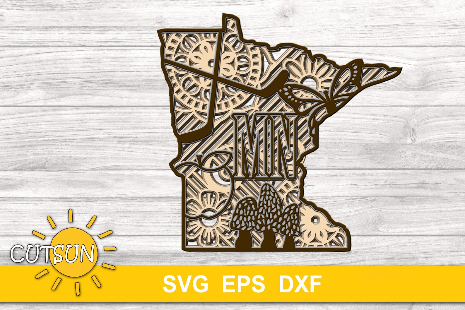 Layered 3D Mandala Minnesota State SVG 5 Layers 3D Layered | Etsy