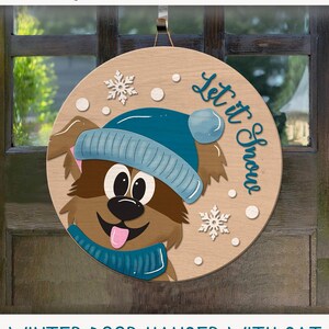 Dog Winter Door Hanger SVG | Let It Snow Dog Welcome Sign | Laser Cut ...