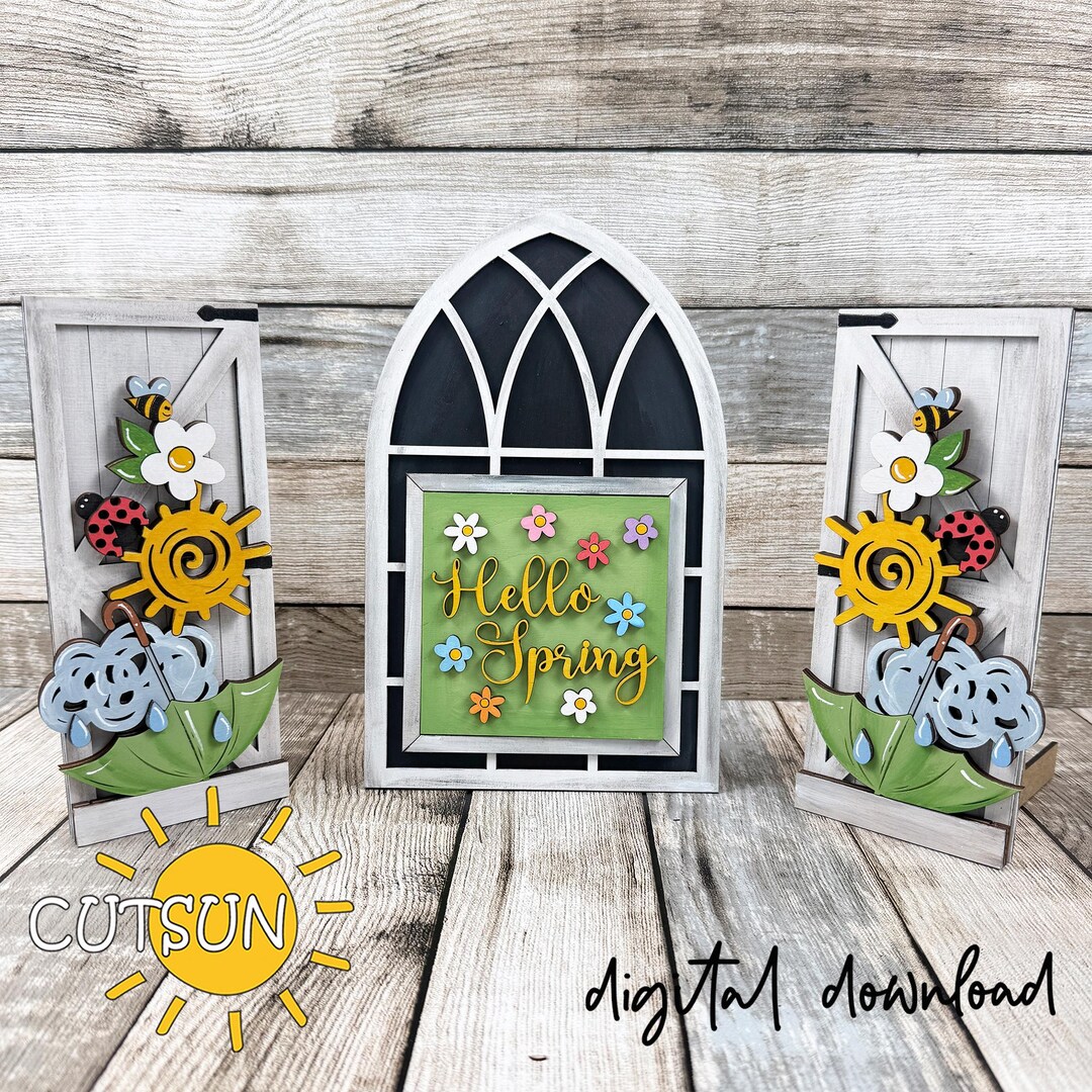 Hello Spring Farmhouse Window SVG | Interchangeable Add-on for Window ...