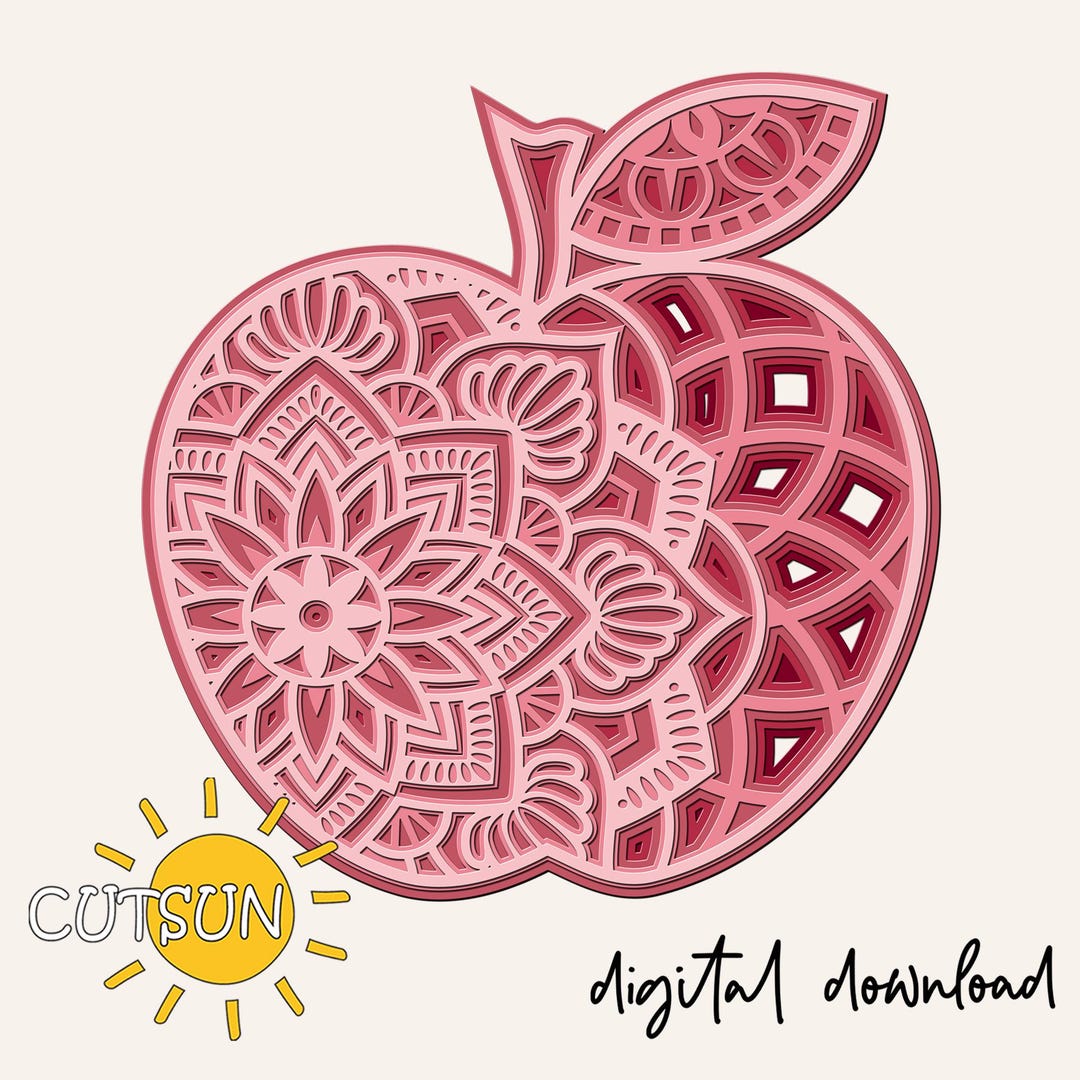 Layered Mandala Apple SVG Laser Cut File | Classroom Decor SVG | Cricut ...