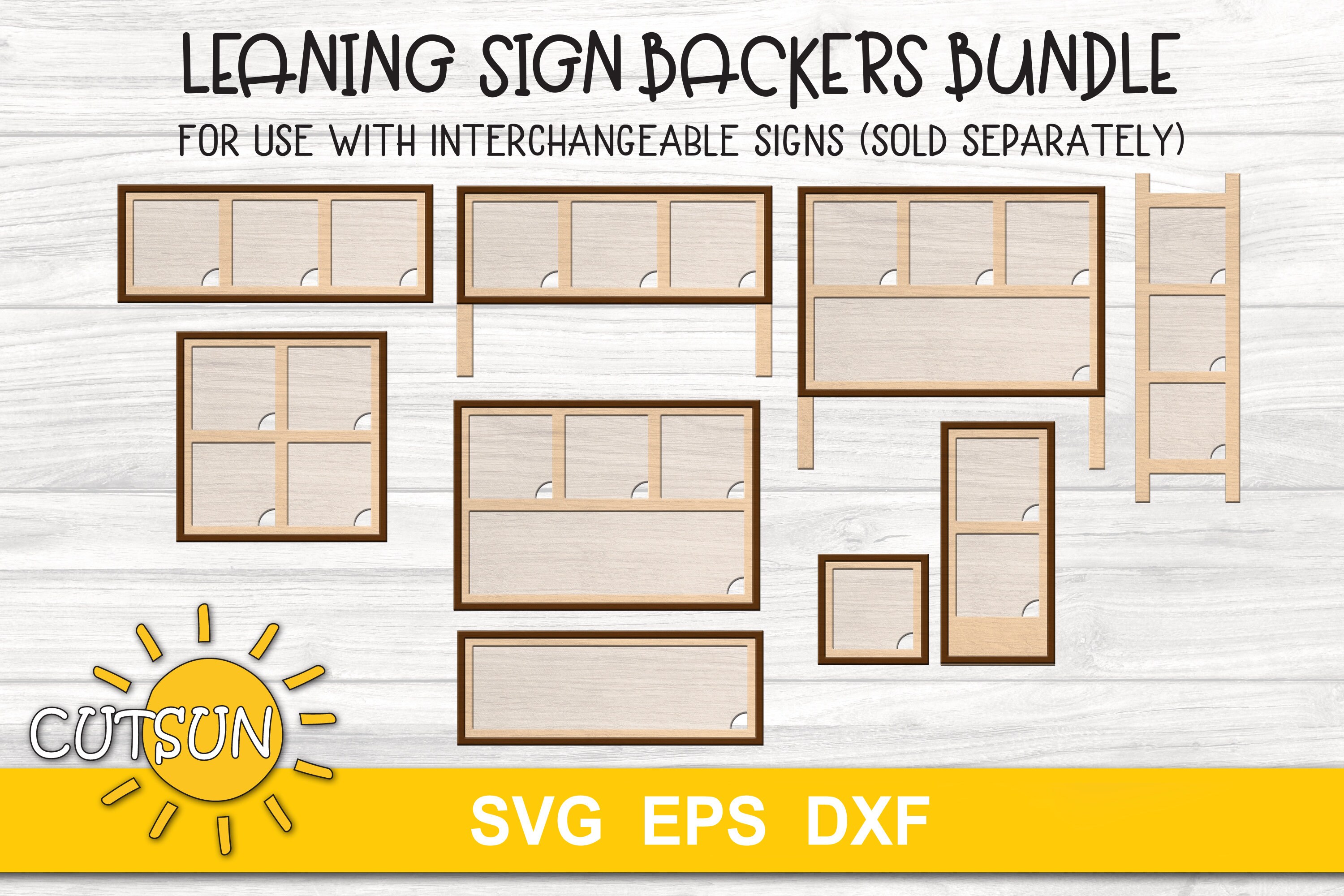 Leaning Sign Backers SVG Bundle | Interchangeable Base for Leaning ...