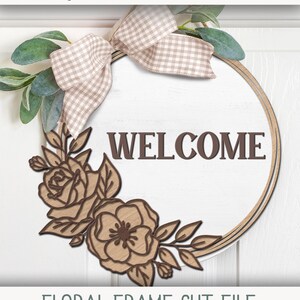 Floral Door Hanger SVG | Flower Welcome Sign Svg | Floral Frame SVG ...