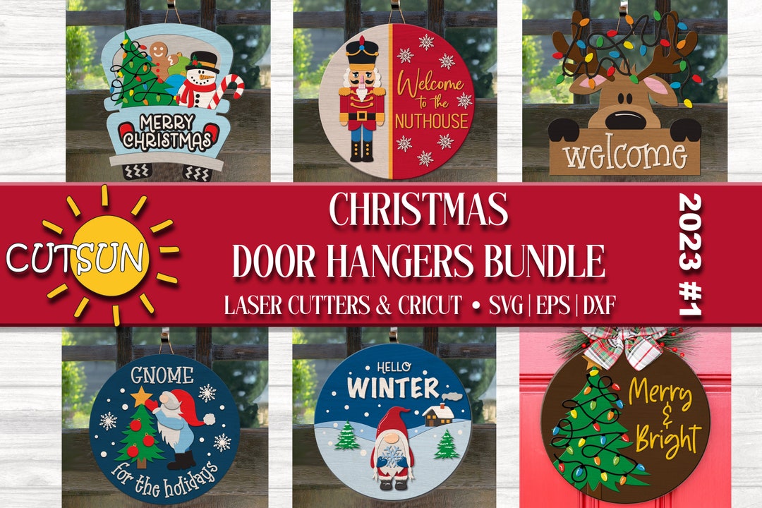 Christmas Door Hangers Svg Bundle Christmas Welcome Signs Svg Bundle