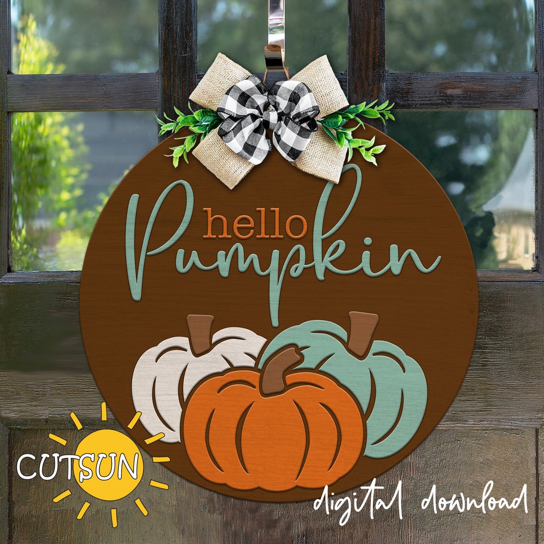 Fall Door Hanger SVG | Pumpkin Door Hanger SVG | Fall Door Decor Svg ...