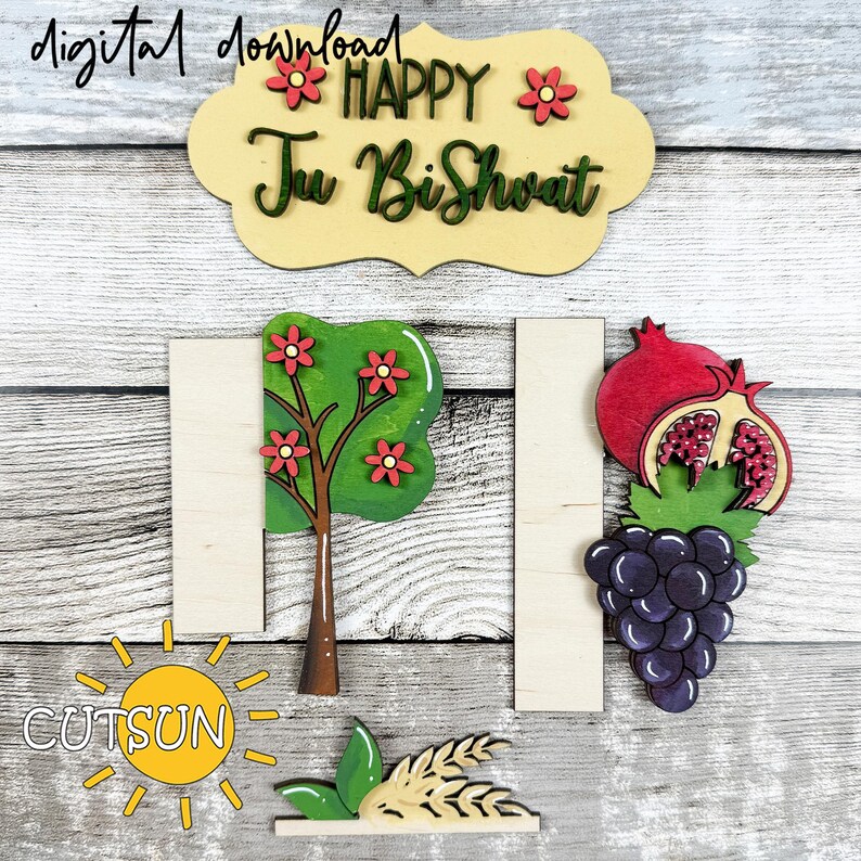 Tu Bishvat Add-on SVG | Jewish Vertical Porch Sign | Interchangeable ...