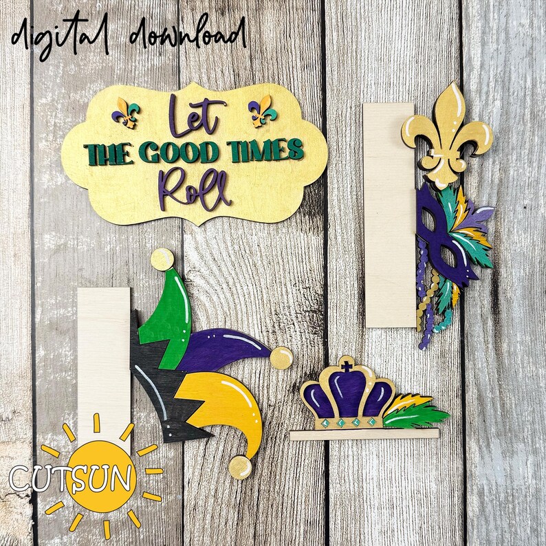 Mardi Gras Porch Sign SVG | Interchangeable Vertical Leaner SVG | Let ...