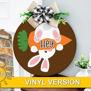 Easter Door Hanger SVG | Easter Bunny Welcome Sign | Upside Down Bunny SVG | Easter Front Door ...