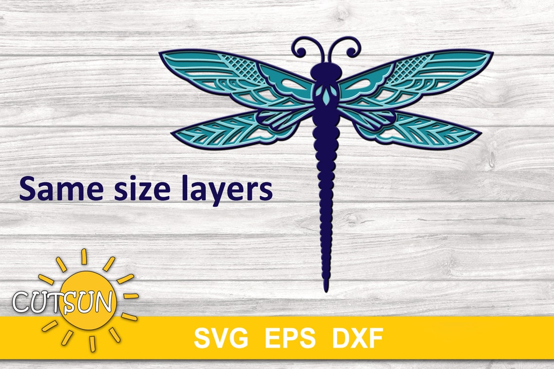 3D Layered Mandala Dragonfly SVG 3 Layers Cut File 3D Layered - Etsy