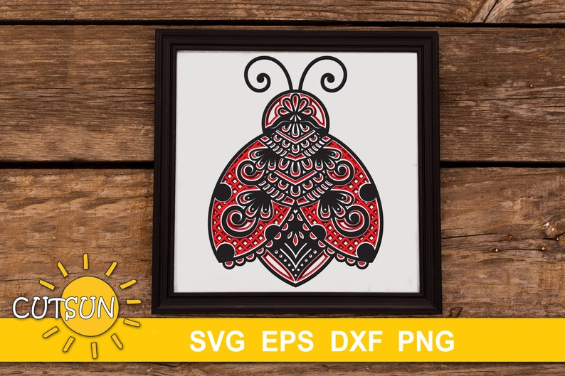 3D Layered Mandala Lady Bug SVG 4 Layers Cut File Glowforge | Etsy