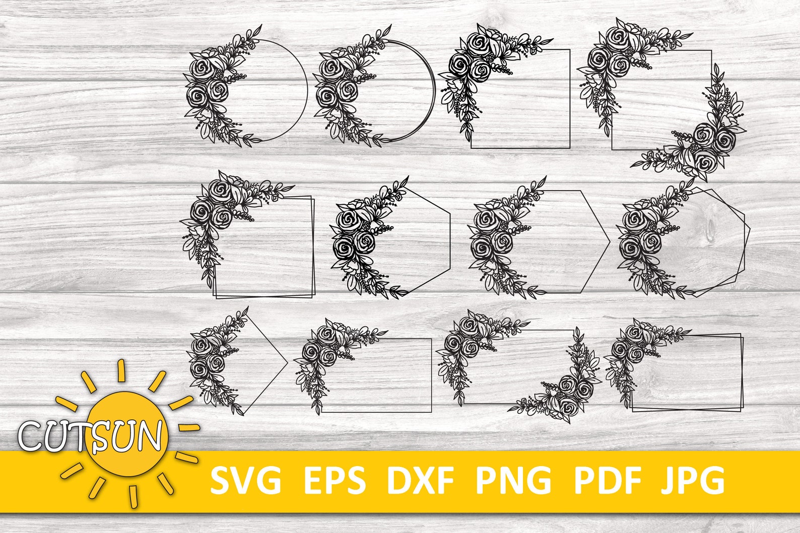 Floral Frame Bundle SVG 48 Designs Floral Frame SVG Bundle | Etsy