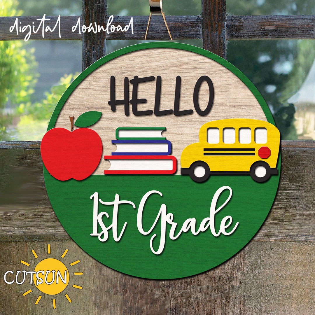 Hello 1st Grade Door Hanger SVG (2nd Grade and 3rd Grade Also Included ...