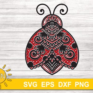 3D Layered Mandala Lady Bug SVG 4 Layers Cut File | Glowforge Svg | Dxf ...