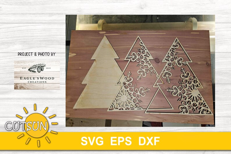 Christmas Trees Shelf Sitters SVG | Snowflake Shelf Decor | Laser Cut ...
