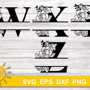 Floral Split Letters A-Z SVG | Floral Split Alphabet SVG | Split ...