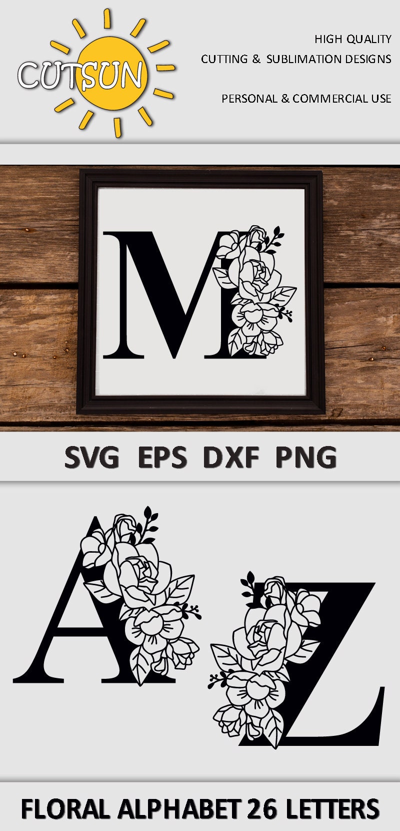 Floral Letters A-Z SVG | Floral Alphabet SVG | Monogram SVG |2| - Etsy