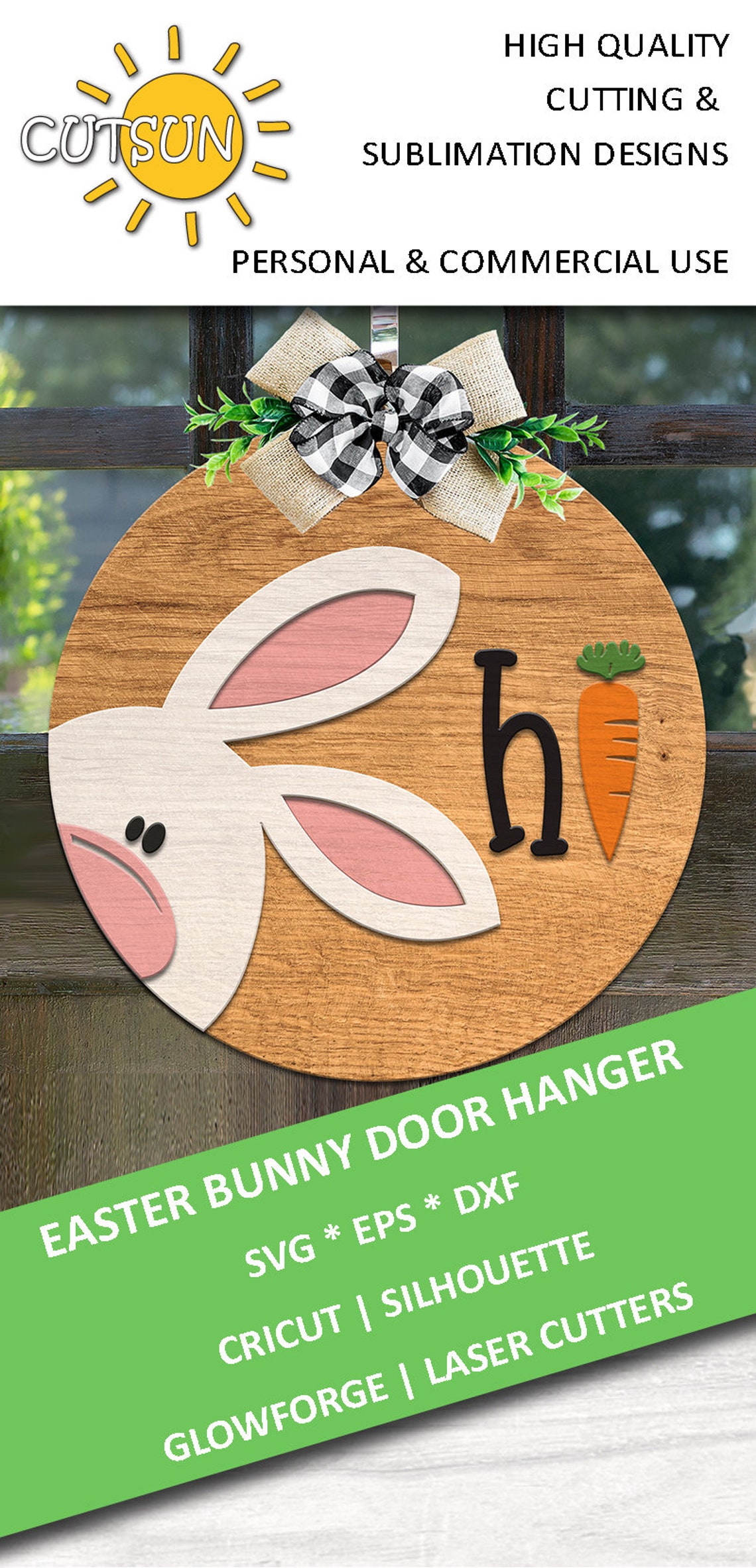 Easter Bunny Door Hanger SVG Bunny Hi Door Hanger SVG - Etsy