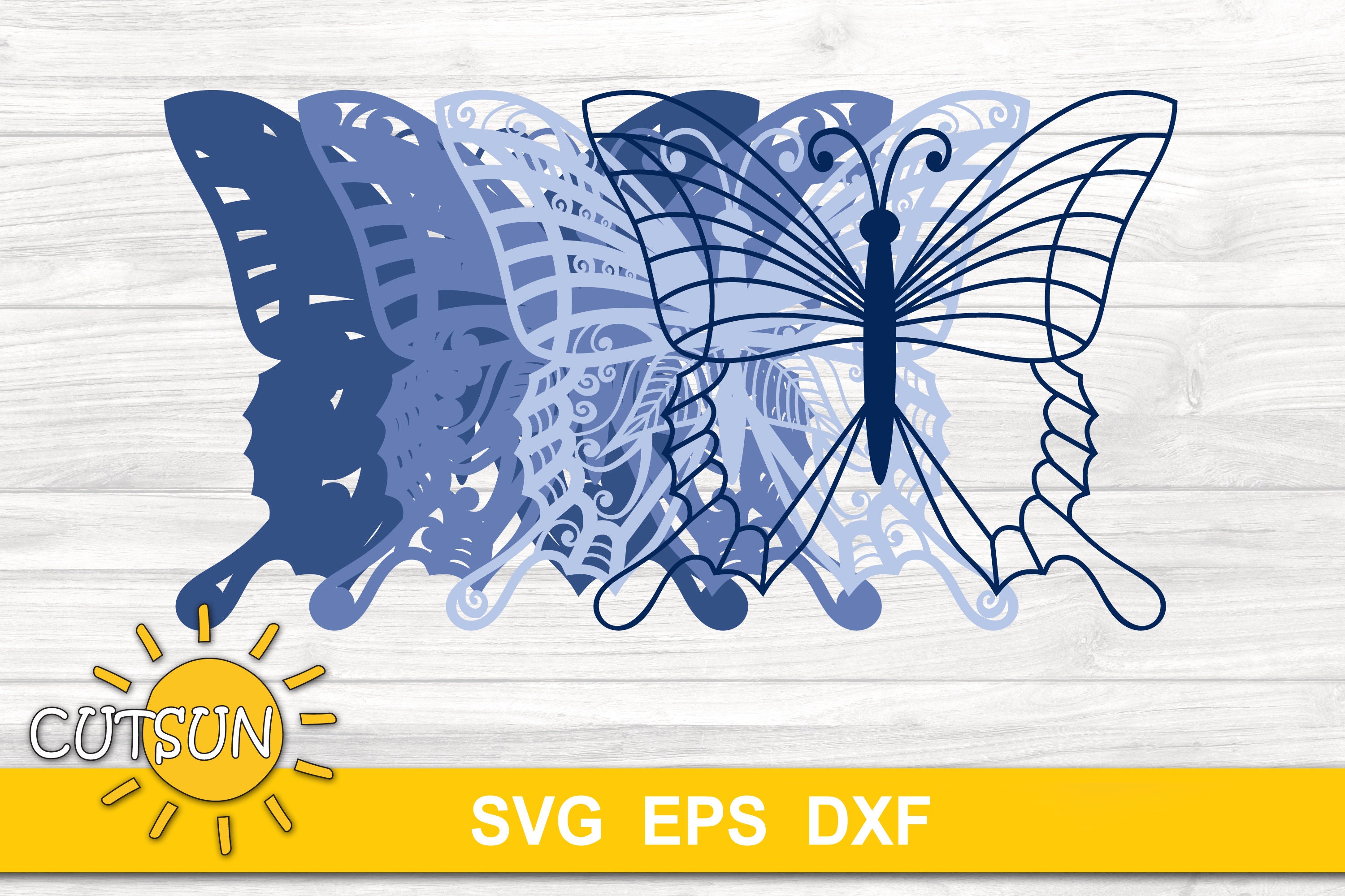 3D Layered Butterfly SVG 4 layers cut file Glowforge SVG | Etsy