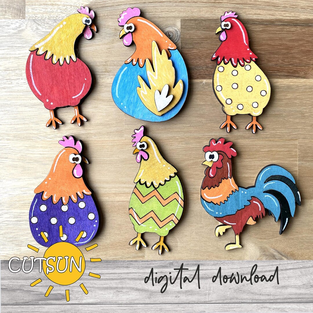 Chicken Car Charms SVG Bundle | Chicken Ornaments & Magnets SVG | Laser ...