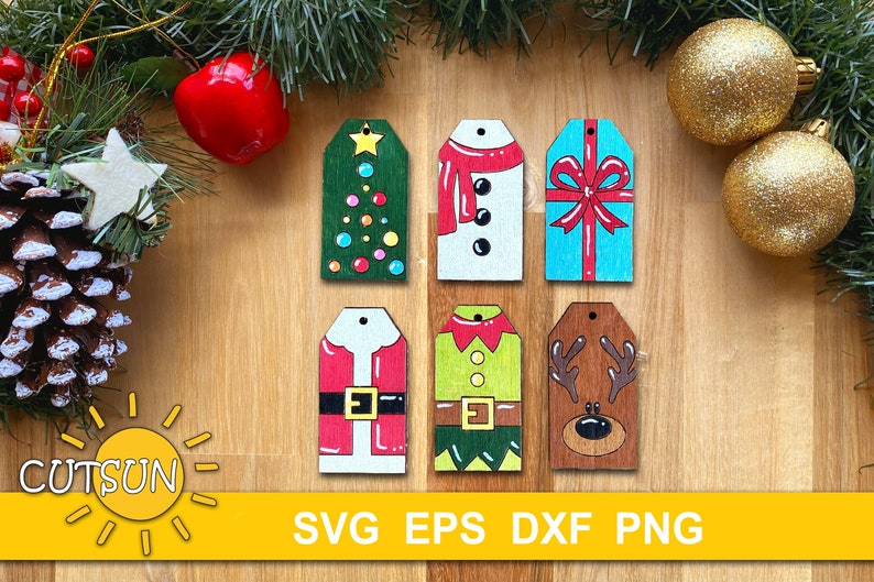 Christmas Tags SVG Bundle | Cute Christmas Gift Tags | Laser Cut File ...