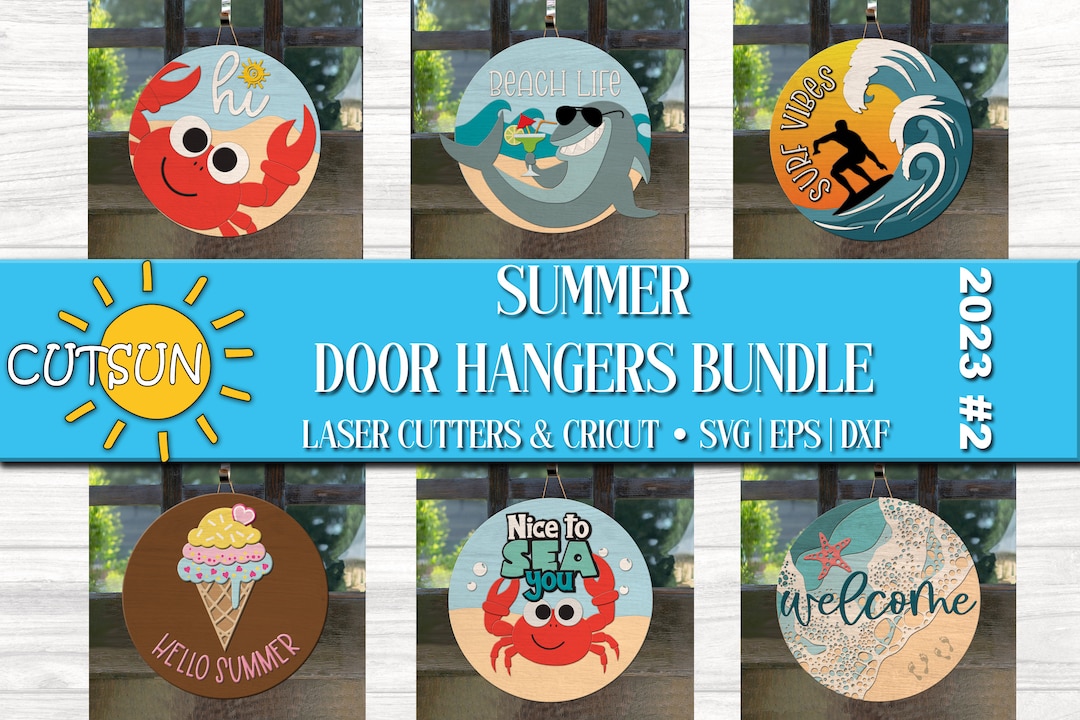 Summer Door Hangers SVG Bundle Summer Welcome Signs SVG Bundle Laser ...