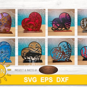 Sea Hearts Shelf SVG Heart Svg Heart Table Top Svg Standing Hearts ...