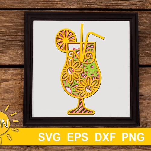 3D Cocktail Layered Mandala SVG File 3 3D Layered DXF - Etsy