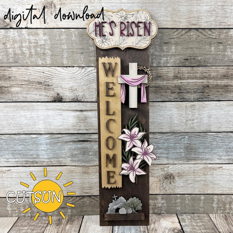 Interchangeable Easter Porch Sign SVG | He's Risen SVG | Welcome Porch ...