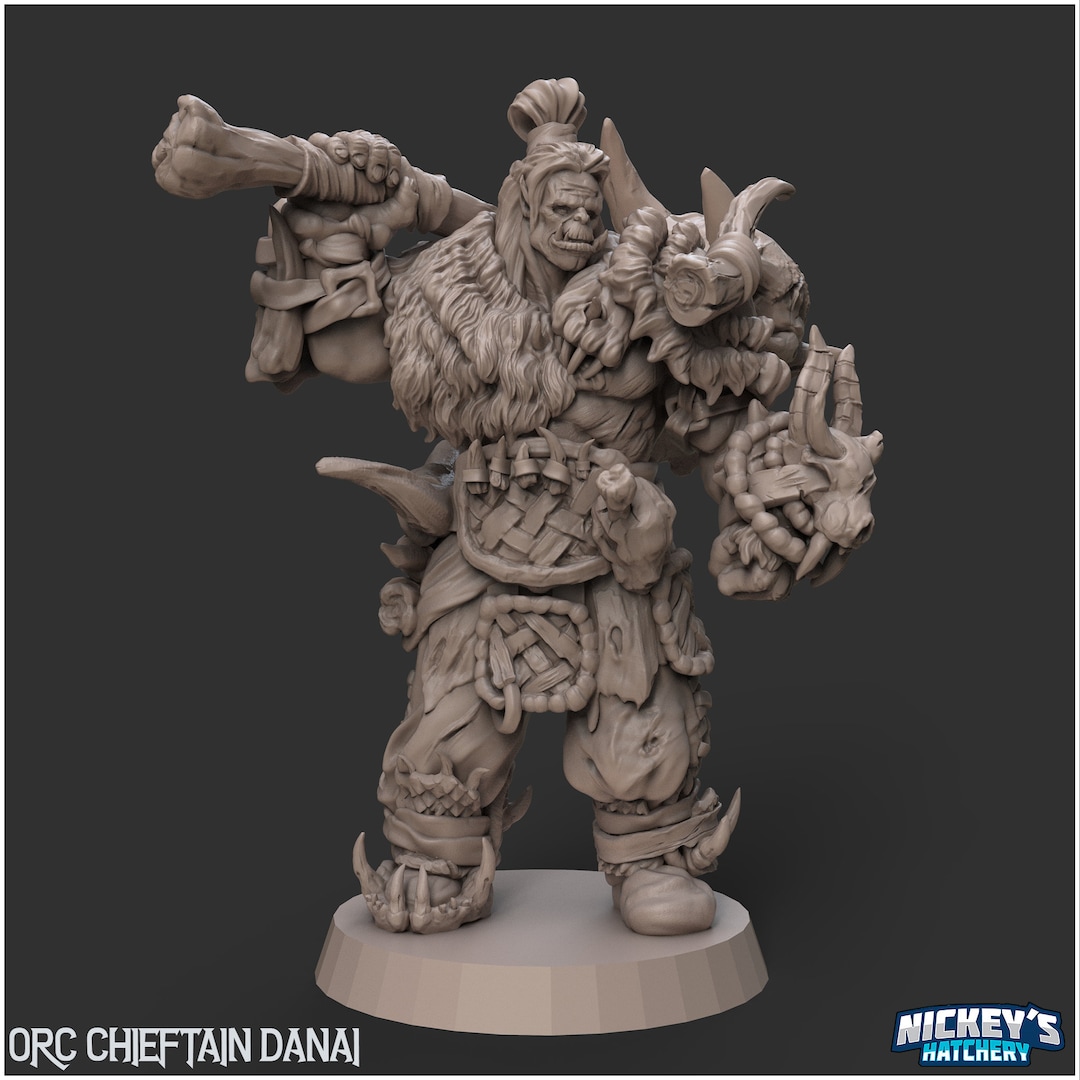 Orc Chieftain Miniature | Fantasy Miniature | Dnd Miniatures | DND ...