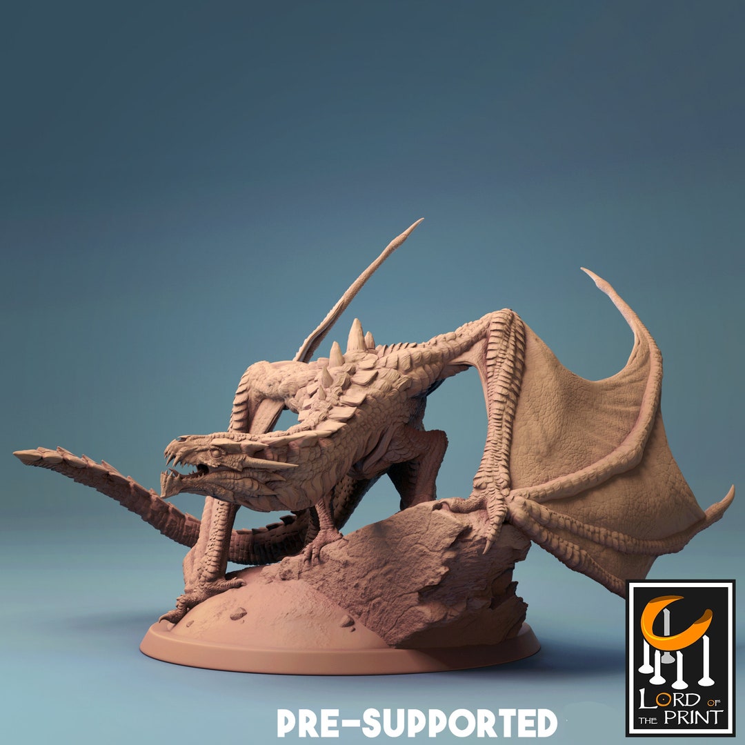 Magma Dragon Miniature - Rescale Miniatures - Dnd Miniatures - Role ...