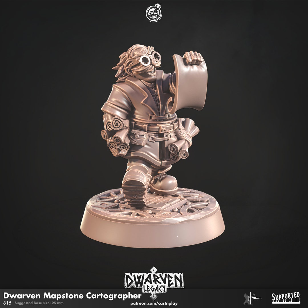 Dwarven Cartographer Miniature - Castnplay - Dnd Miniatures - Fantasy ...