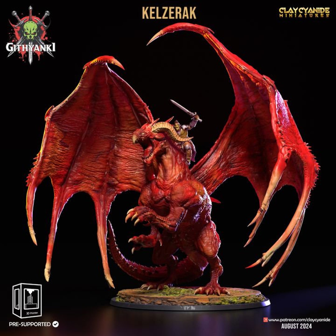Gargantuan Red Dragon With Rider Miniature - Dnd Miniatures - Role ...