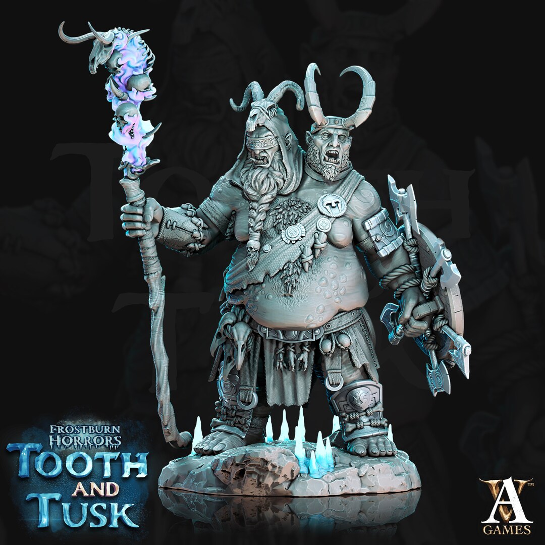 Mountain Ettin Miniature - Frostburn - Dnd Miniatures - Role Playing ...