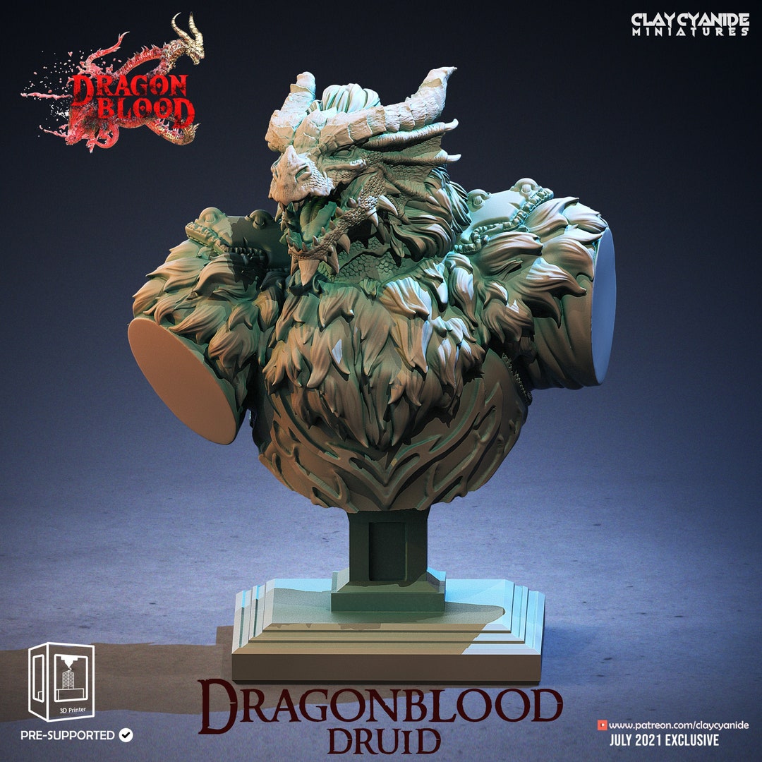Dragonblood Druid Bust - Dnd Miniatures - Role Playing Game - Tabletop ...