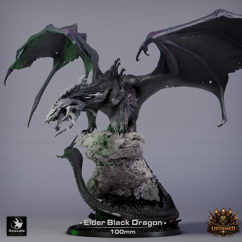 Elder Black Dragon Miniature - Rescale Miniatures - Dnd Miniatures ...