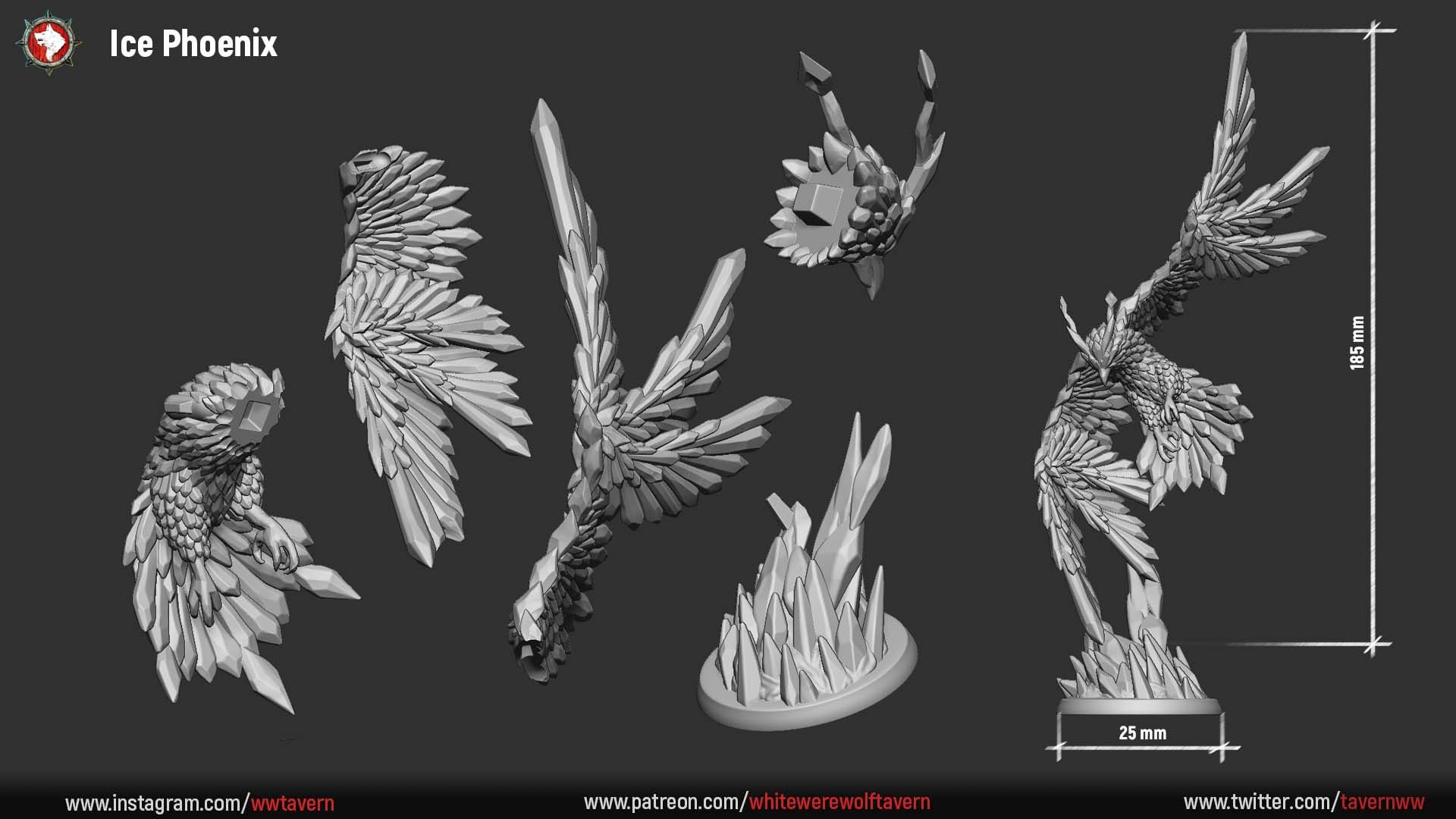Ice Phoenix Miniature - Dnd Miniatures - Role Playing Game - Tabletop ...