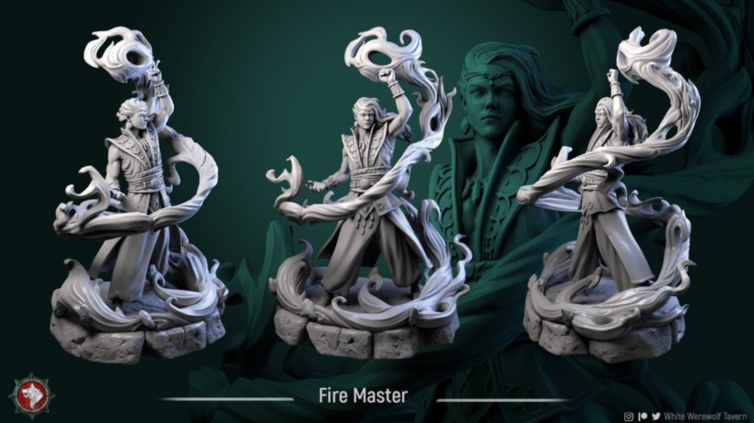 Fire Master Sorcerer Miniature - Dnd Miniatures - Role Playing Game ...