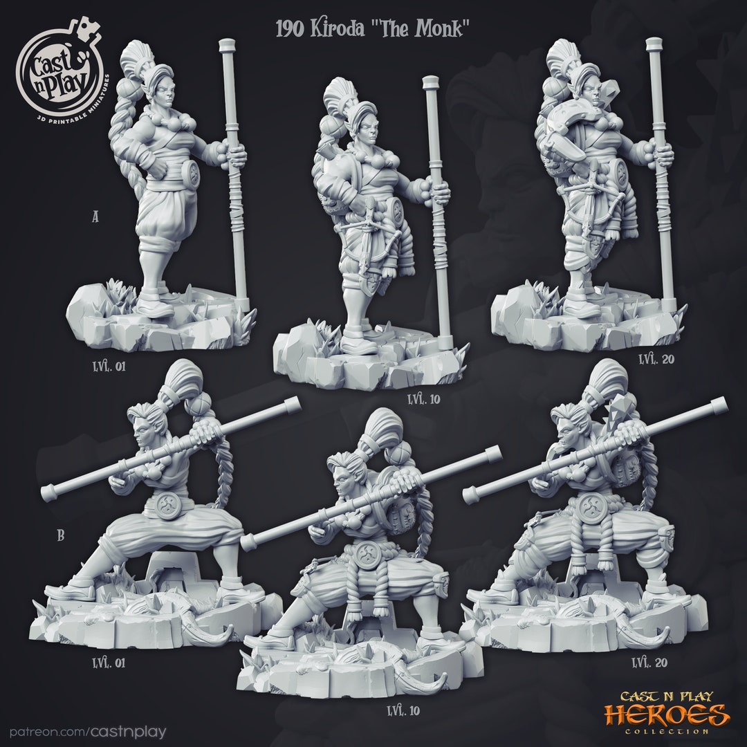 Monk Hero Miniature - Castnplay - Dnd Miniatures - Role Playing Game ...