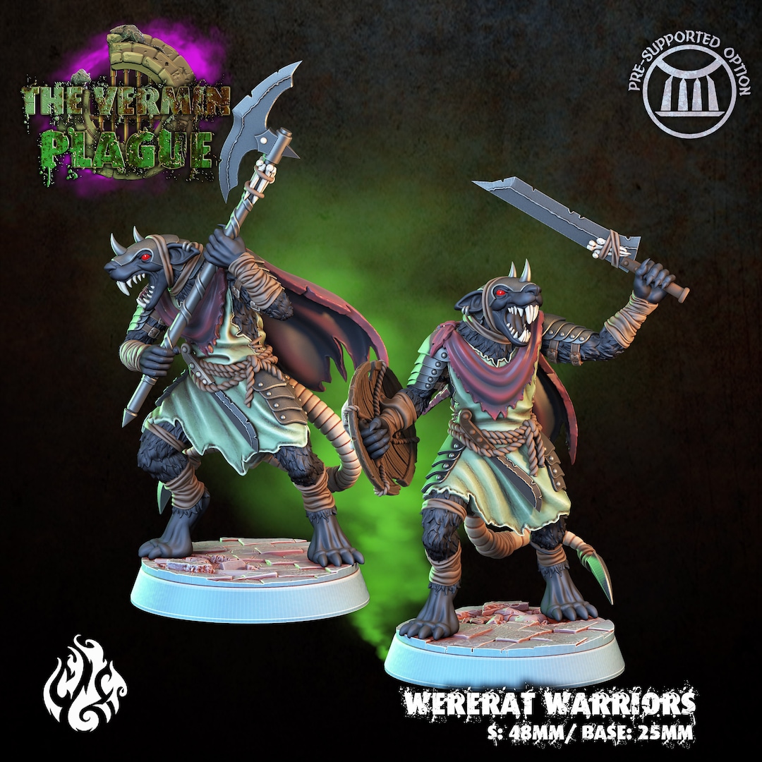 Wererat Warrior Miniatures - Dnd Miniatures - Role Playing Game ...