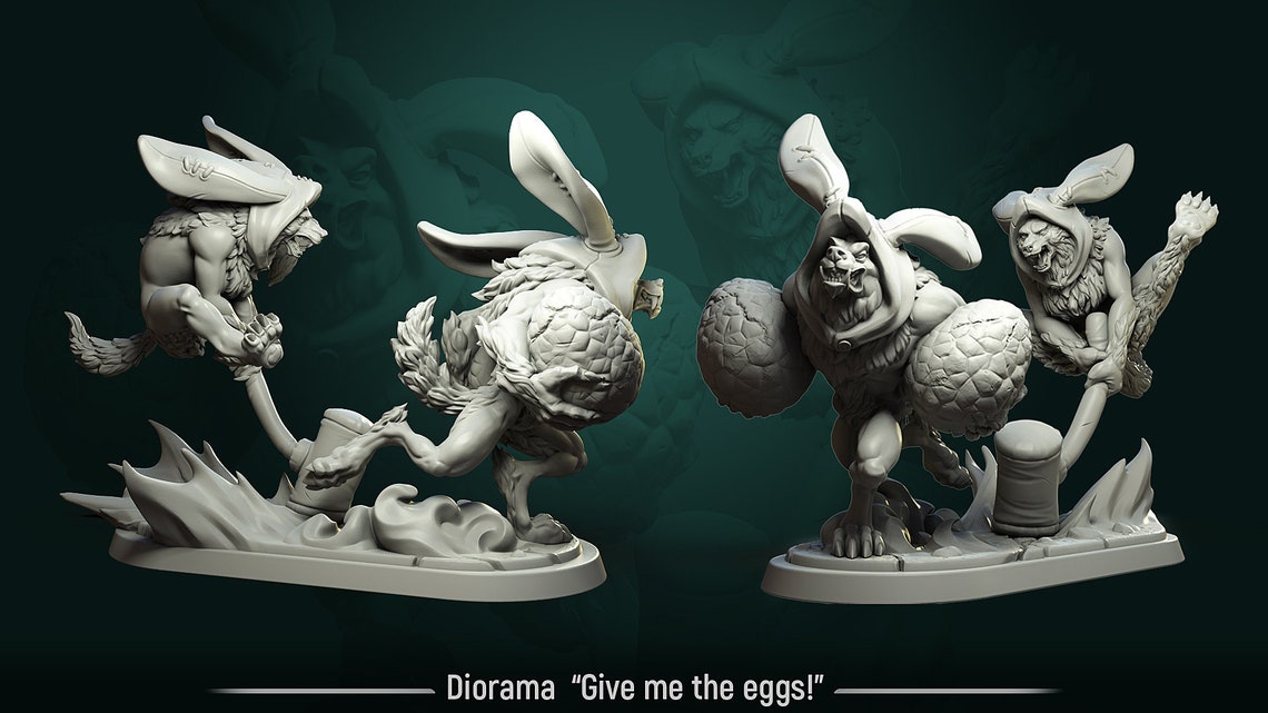 Wererabbit Diorama Fantasy Miniature Dnd Miniatures DND - Etsy