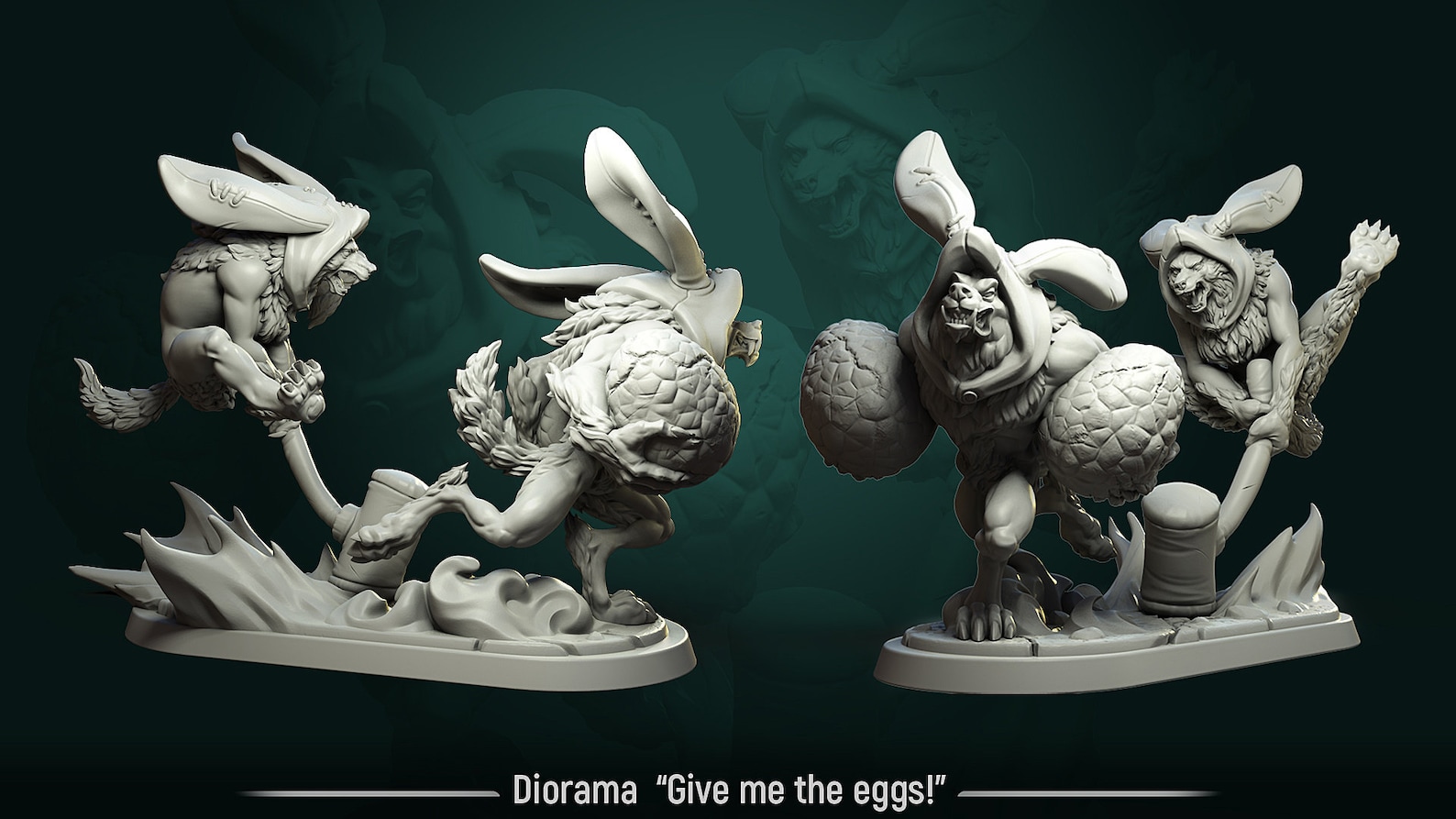 Wererabbit Diorama Fantasy Miniature Dnd Miniatures DND - Etsy