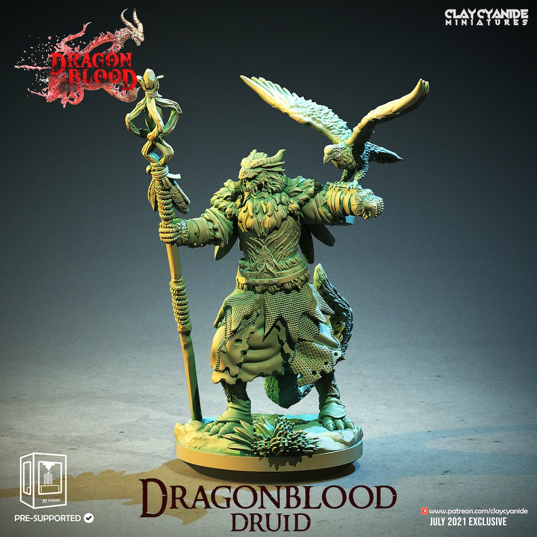 Dragon Blood Druid Miniature Dnd Miniatures Role Playing Game Tabletop ...