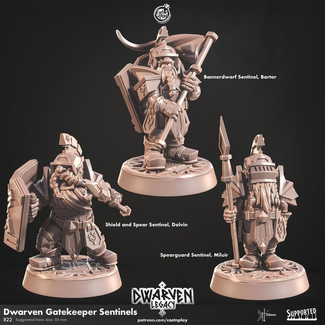 Dwarven Gatekeeper Sentinel Miniature - Castnplay - Fantasy Role ...