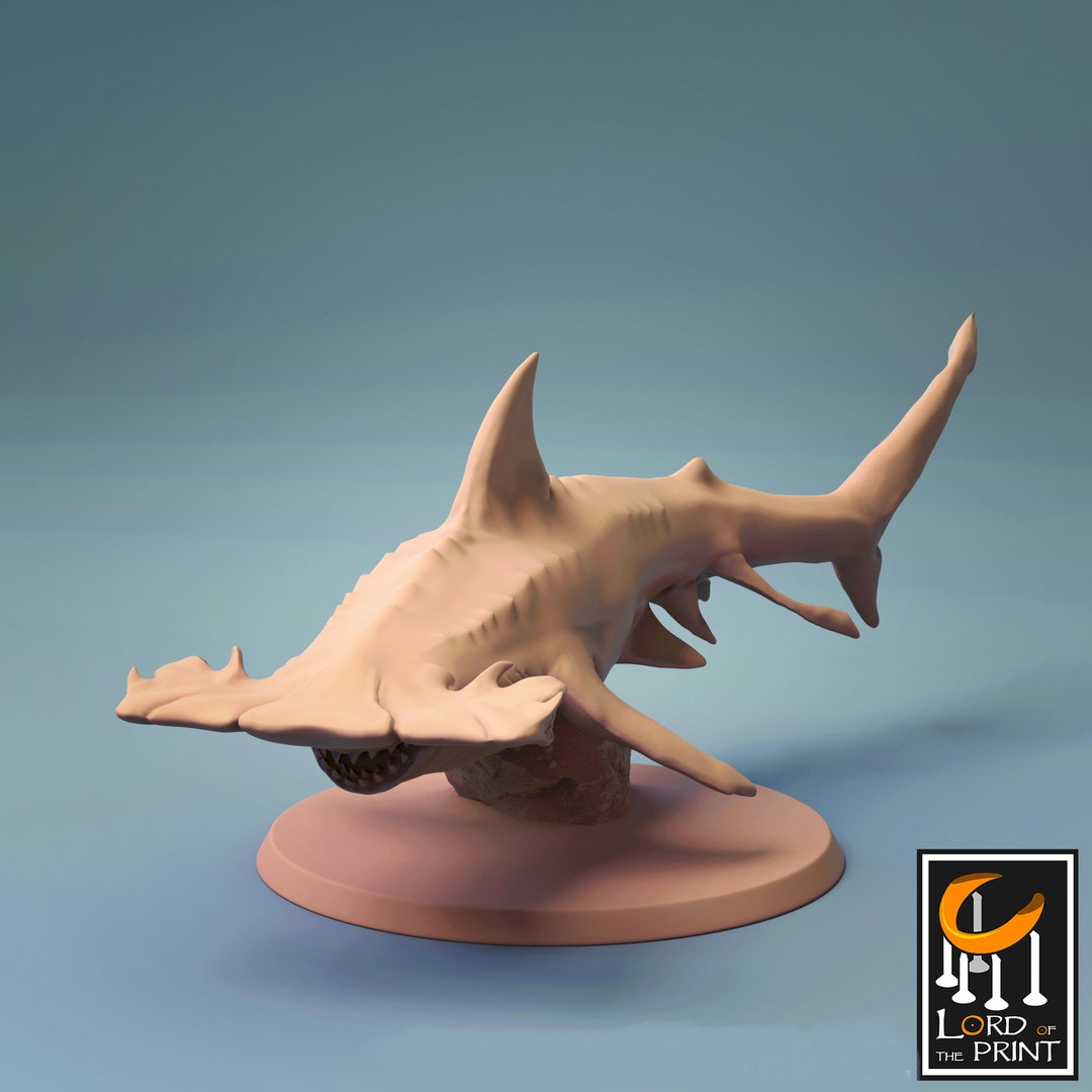 Hammerhead Shark Miniature - Rescale Miniatures - Dnd Miniatures - Role ...