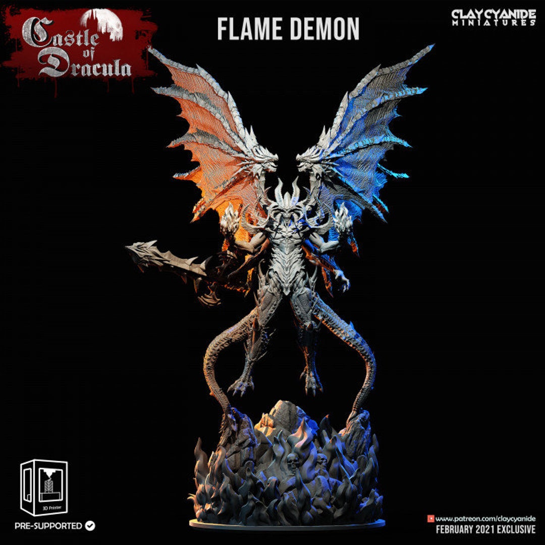 Flame Demon Miniature Dnd Miniatures Role Playing Game Tabletop ...