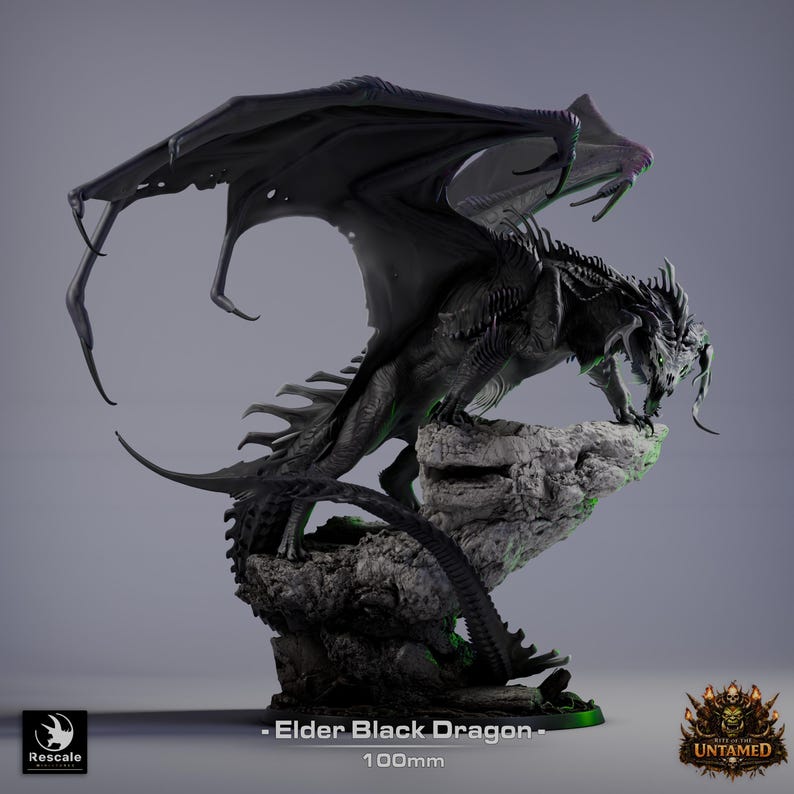 Elder Black Dragon Miniature - Rescale Miniatures - Dnd Miniatures ...
